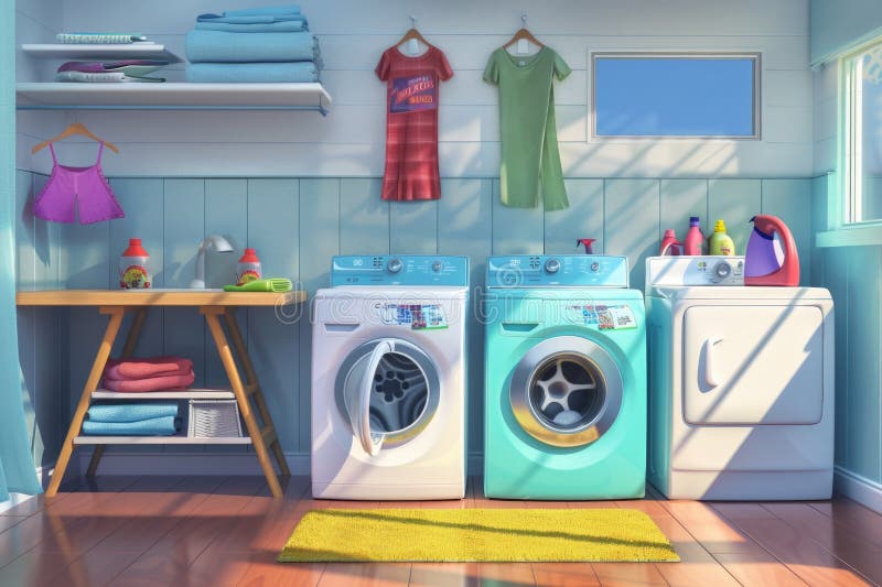 A Typical Laundry Room Setup with a Washer and Dryer Stock Image ...