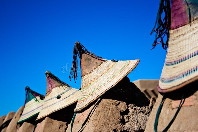 Typical Malian hats. stock photo. Image of terrace, traditional - 24503738