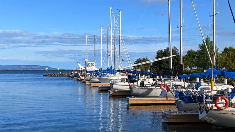 Typical Marina Scenery in the Evening - Thunder Bay Marina, Ontario ...