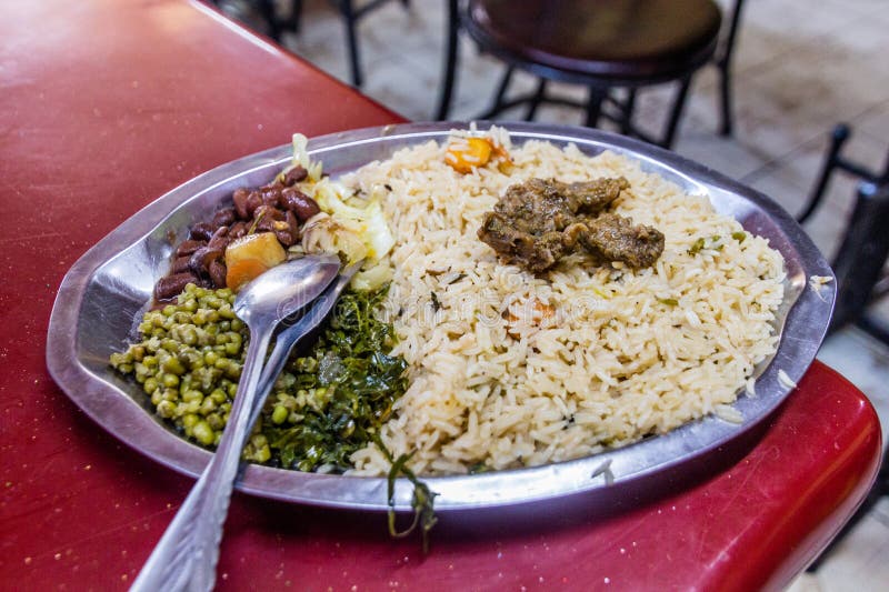 Typical Meal in Kenya - Rice, Beans and Sukuma Wi Stock Photo - Image ...