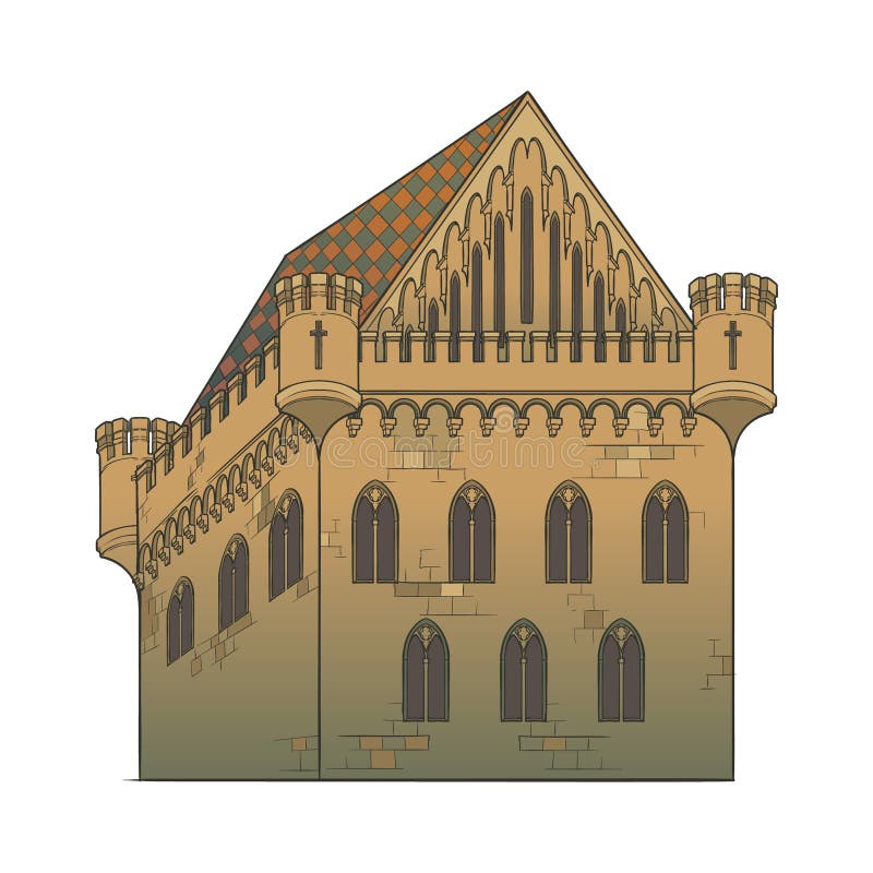 Typical Medieval Castle. Element for the Medieval Style Illustrations ...