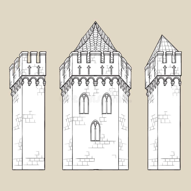 Typical Medieval Castle. Element for the Medieval Style Illustrations ...
