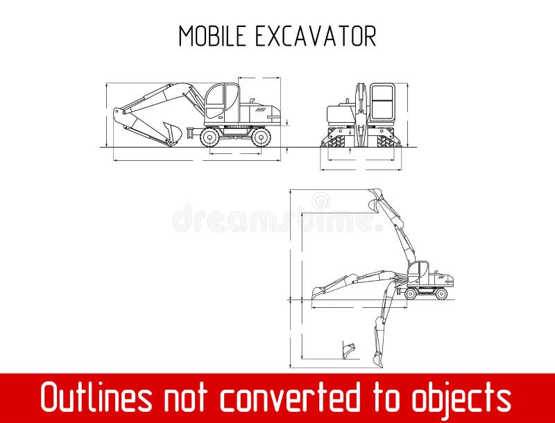 Excavator outline stock vector. Illustration of grab - 16289381