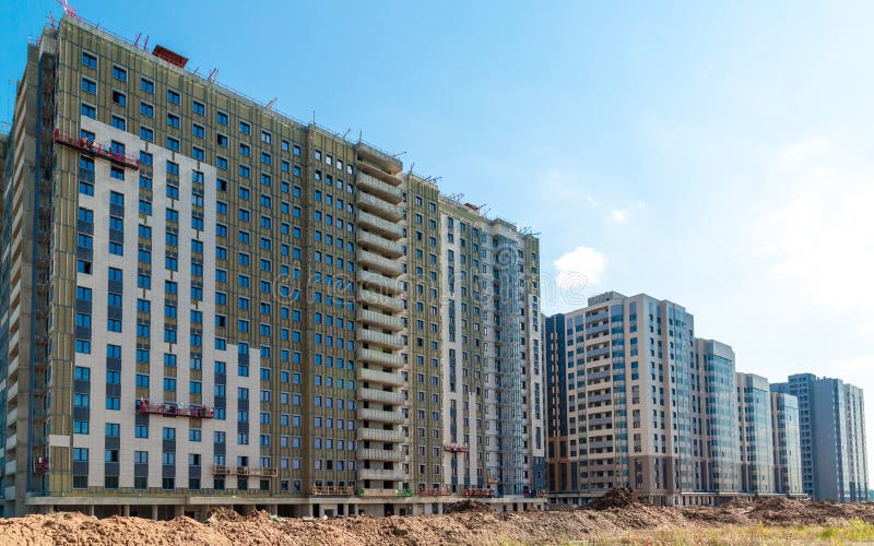 Typical Modern Panel Residential Building Under Construction, Russia ...