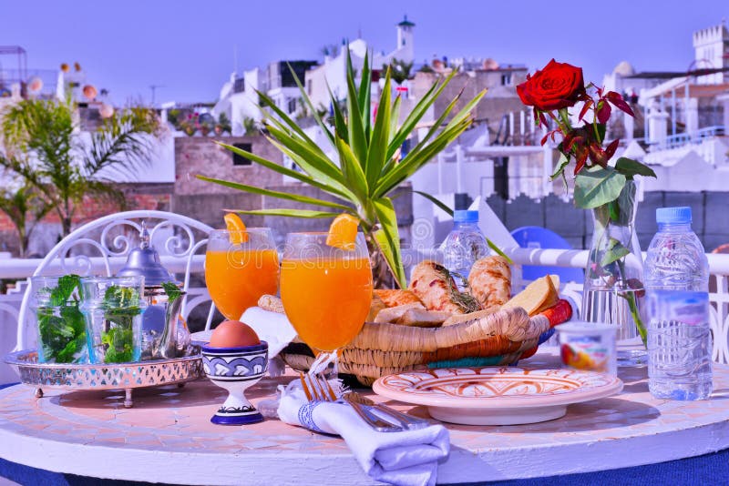 Typical Moroccan Breakfast on a Terrace Overlooking Tangier, Morocco ...