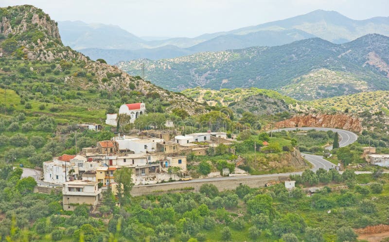 Typical Mountain Village in Crete. Stock Image - Image of narrow, olive ...