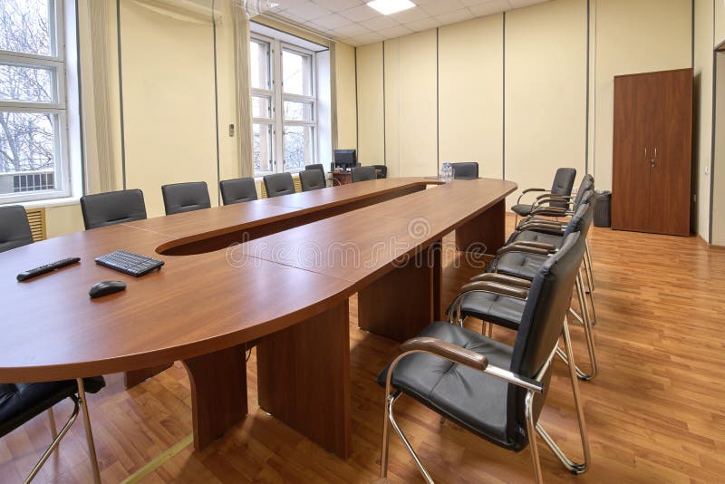 Typical Office Meeting Room, Long Table and Chairs Stock Image - Image ...