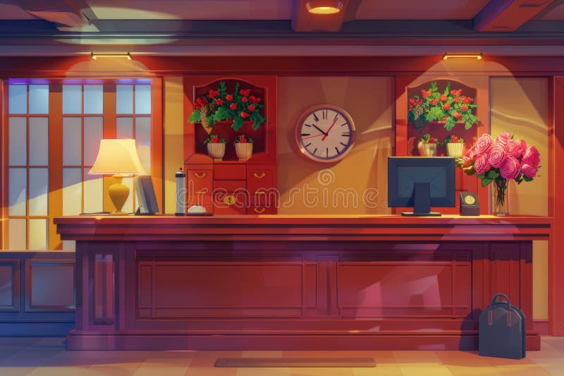 A Typical Office Setting with a Desk and a Clock on the Wall, Suitable ...