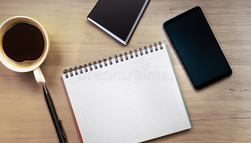 Typical Office Supplies Arranged on a Work Table with Copy Space Stock ...