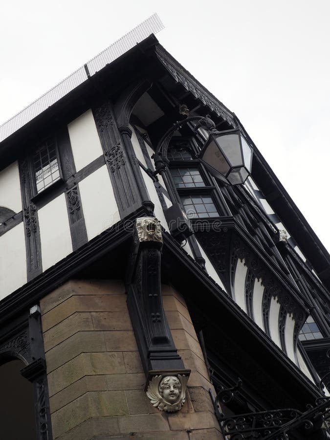 Old Half Timbered Black and White Tudor, Jacobean Style Building in ...