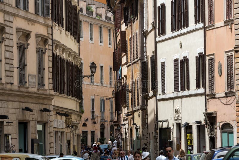 Typical Old and Narrow Street in Rome Editorial Photo - Image of narrow ...