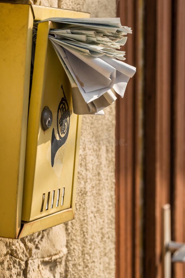 Typical Overfull Old Post Box. Stock Image - Image of communication ...