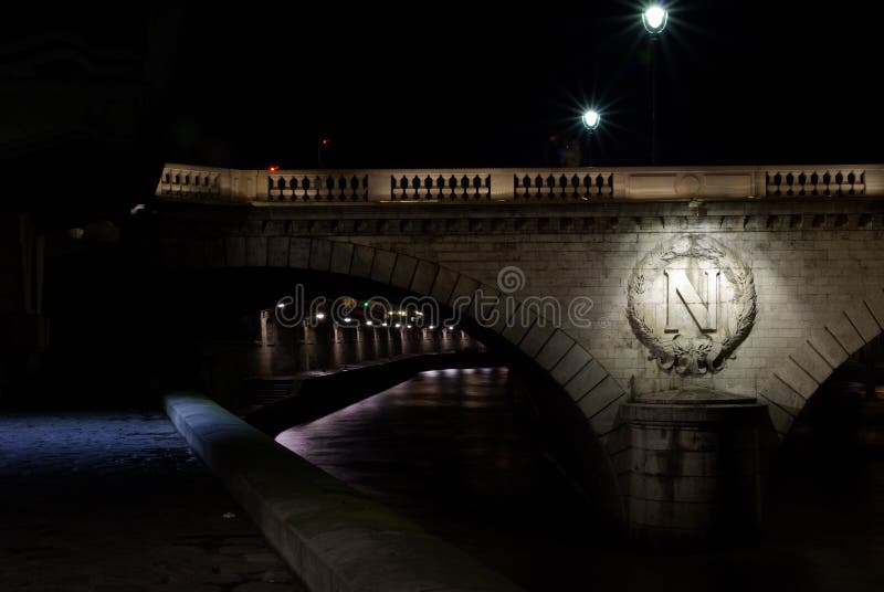 Typical Paris Bridge with Napoleon Sign Stock Photo - Image of napoleon ...