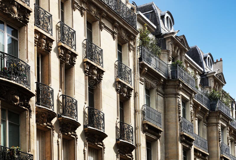 Typical Parisian Architecture with Balcony Stock Image - Image of ...