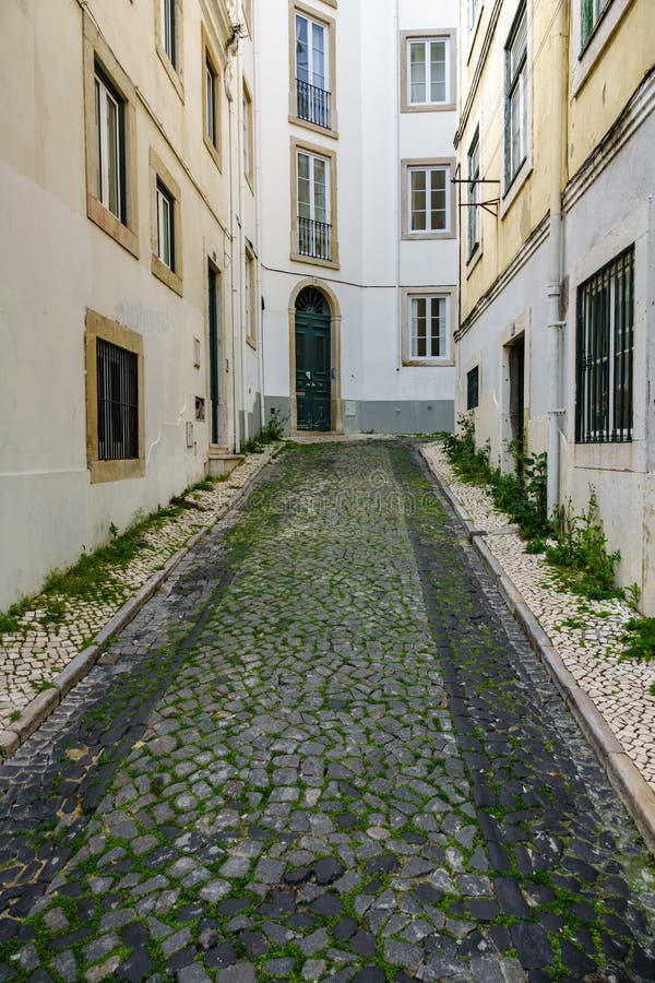 Typical Paved Street in Lisbon Stock Photo - Image of white, street ...