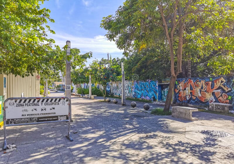 Typical Pedestrian Street Cityscape Wall Paintings Playa Del Carmen ... Typical Pedestrian Street Cityscape Wall Paintings Playa Del Carmen ...