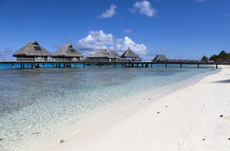 Typical Polynesian Landscape -small Houses on Water Stock Photo - Image ...