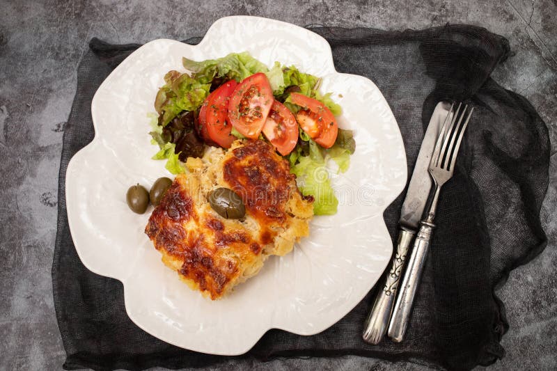 Typical Portuguese Dish with Cod Fish of Bacalhau Com Natas Stock Photo ...