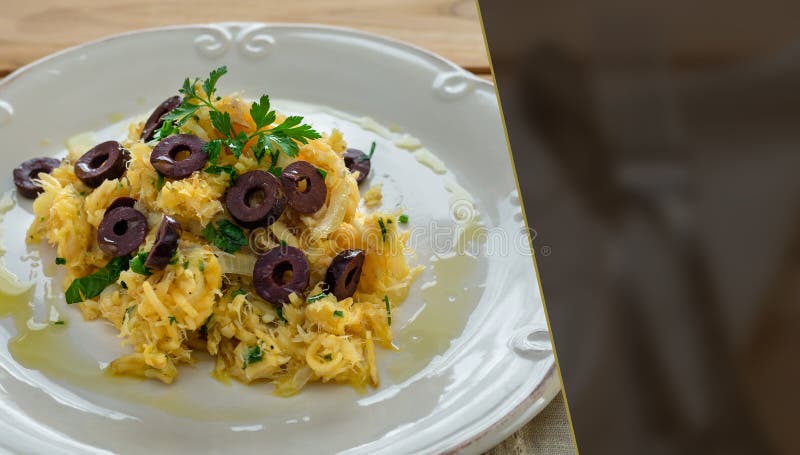A Typical Portuguese Dish of Shredded Cod, with Potato Straw, Mixed Egg ...