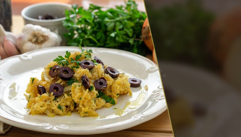 A Typical Portuguese Dish of Shredded Cod, with Potato Straw, Mixed Egg ...