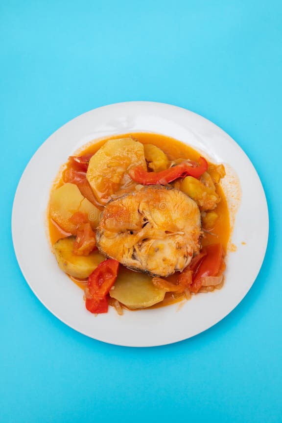 Typical Portuguese Fish Stew on White Plate Stock Photo - Image of fish ...
