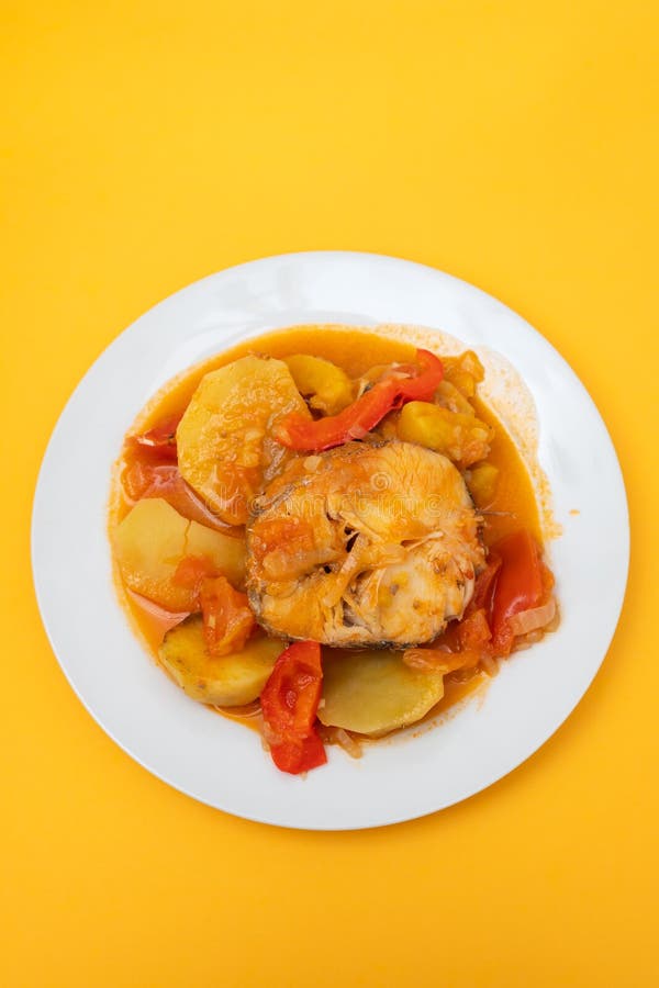 Typical Portuguese Fish Stew on White Plate Stock Photo - Image of ...