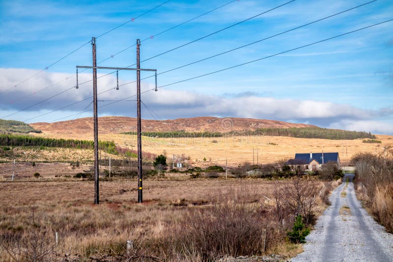 Typical Power Lines in Rural Landscape of Ireland Stock Image - Image ...