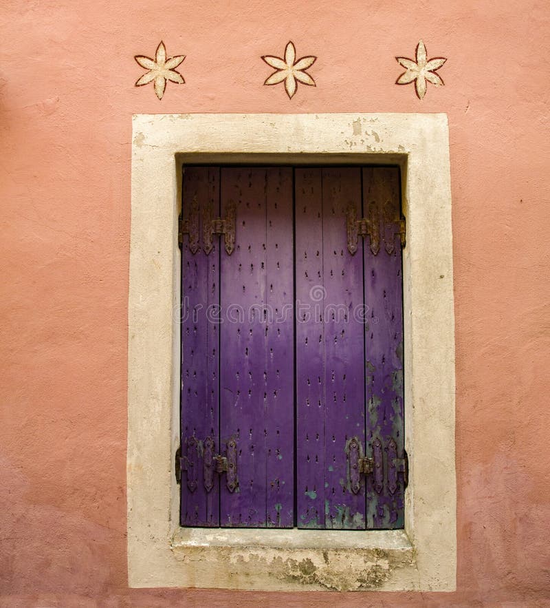 Typical Purple Window of the Seaside Houses of Caorle Stock Photo ...