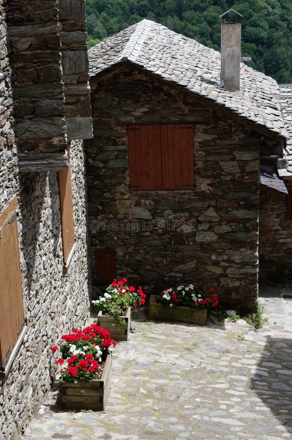 Typical Pyrenees houses stock photo. Image of mountainous - 87618218