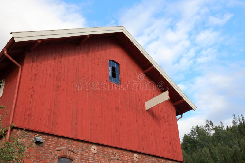 Red Barn Building Wood Brick Farm Architecture Rustic White Trim Rural ...