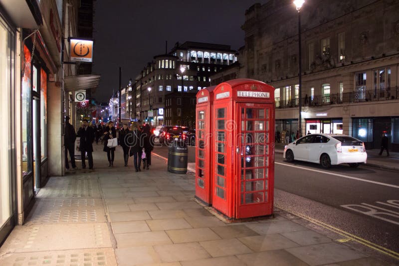 Typical Red London Telephone Editorial Photography - Image of cloudy ...