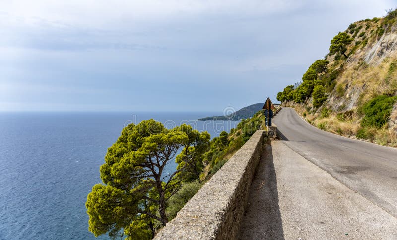 Typical road Cilento Coast stock photo. Image of color - 160956362
