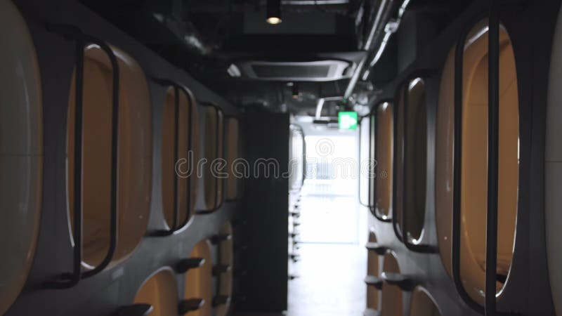 Typical Room of Capsule Hotel in Japan Stock Footage - Video of indoors ...