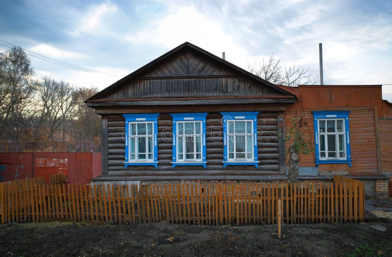Typical Russian Cabin Izba Architecture Background Stock Photo - Image ...