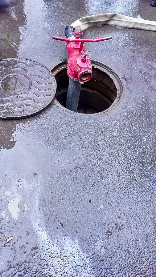 Typical Russian Red Fire Hydrant Underground Stock Photo - Image of ...