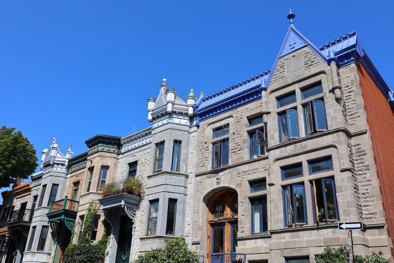 Typical Saint Louis Square Row of Colored Townhouse in Montreal ...