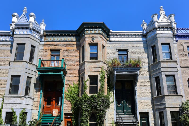 Typical Saint Louis Square Row of Colored Townhouse in Montreal ...