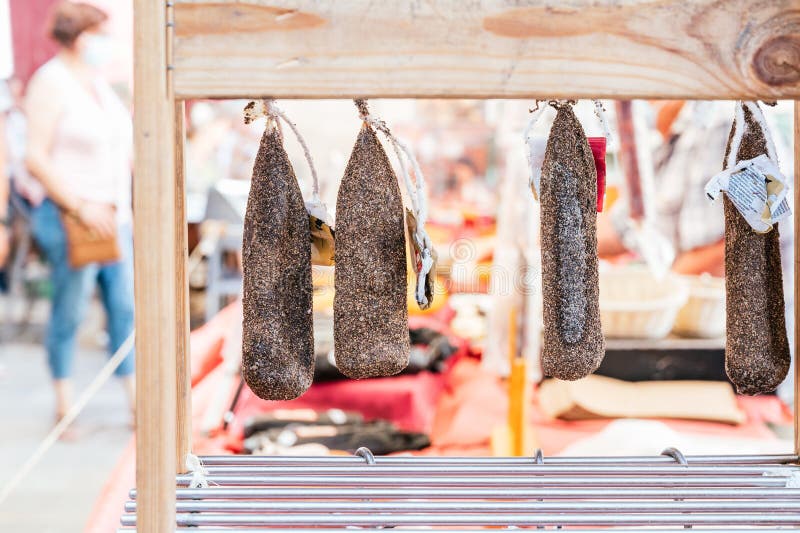 Typical Sausages at a Local Market Stall. Longaniza Stock Photo - Image ...
