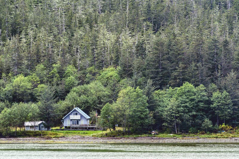 Typical Shore House on the Woods of Alaska Stock Photo - Image of ...