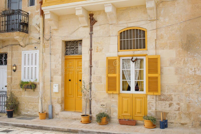 Typical Small Maltese House in Birgu, Malta Stock Image - Image of ...