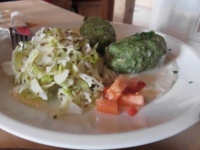 Typical South Tyrolean Dish of Canederli Pasta with Sauerkraut Stock ...