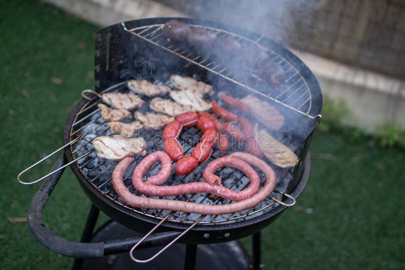 Typical Spanish Barbecue, Bacon, Chorizo, Black Pudding, Pork Chop, Etc ...