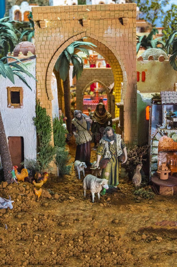 Christmas nativity scene editorial stock image. Image of houses - 235740624