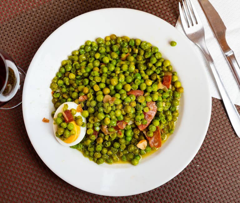 Typical Spanish Side Dish Peas with Jamon Stock Image - Image of ...