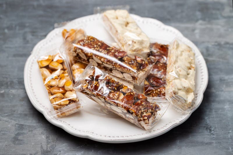 Typical Spanish Sweets with Nuts in Small Plastic Bag Stock Image ...