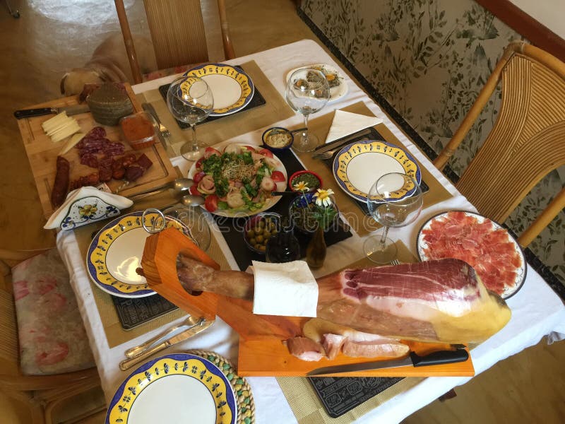 Typical Spanish Table with Tapas-based Food Stock Image - Image of ...