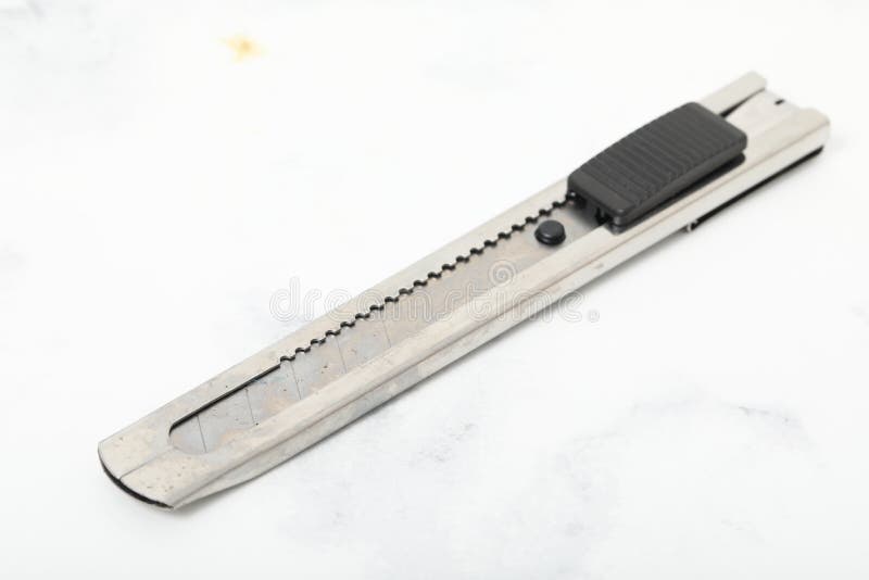 Typical Stainless Steel Office Paper Cutter. Box Cutter Stock Photo ...