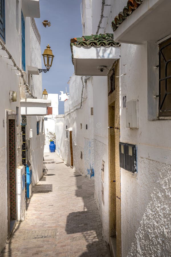 Typical Street and Architecture in the Kasbah of the Oudayas in Rabat ...