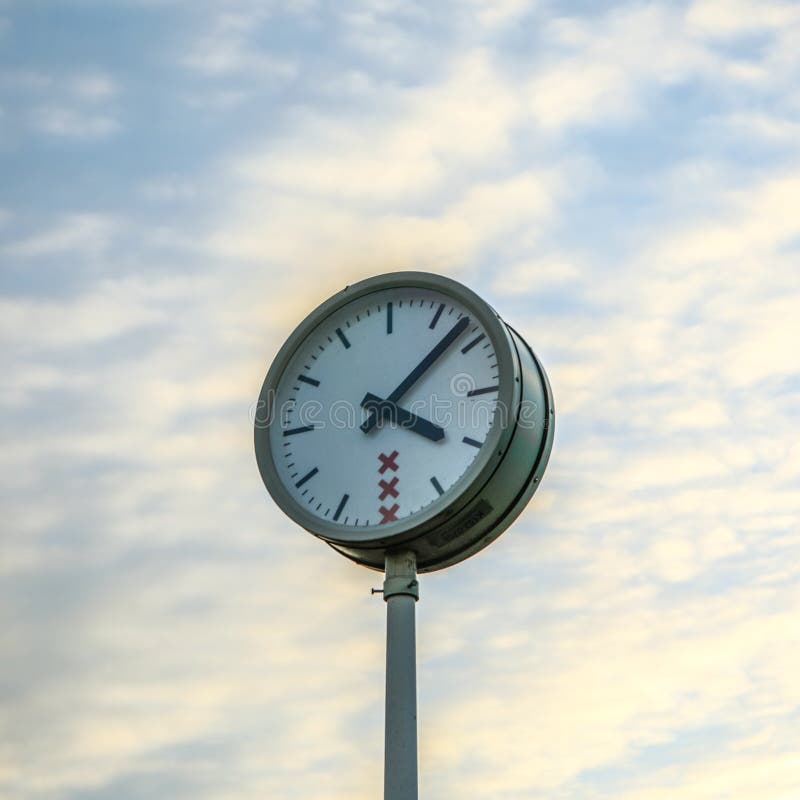 Typical Street Clock in Amsterdam, Netherlands. Stock Photo - Image of ...