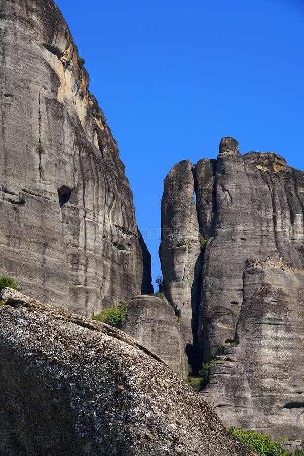 Typical Rock Formations that Can Be Admired in Meteora Stock Photo ...
